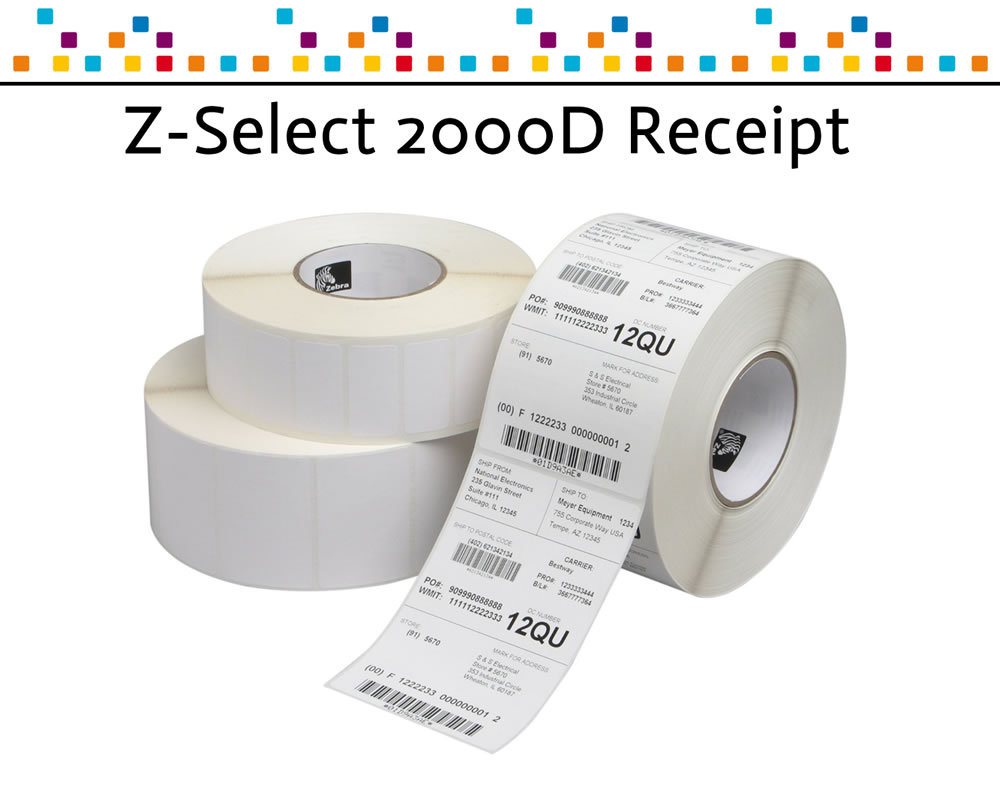 Receipts Zebra - Z-Select 2000D Receipt, size: 112 mm x 250 meters cod ...